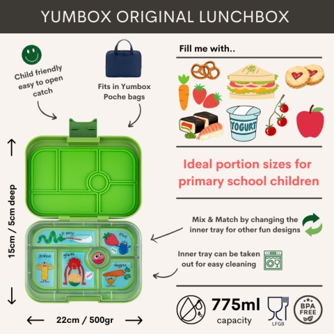 Yumbox Original 6 - vakken Jurassic Funny Monsters Tray Superhandige ...
