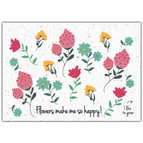 Bloeiwenskaart - Flowers Make Me Happy Plantbare wenskaart Bloom Your ...